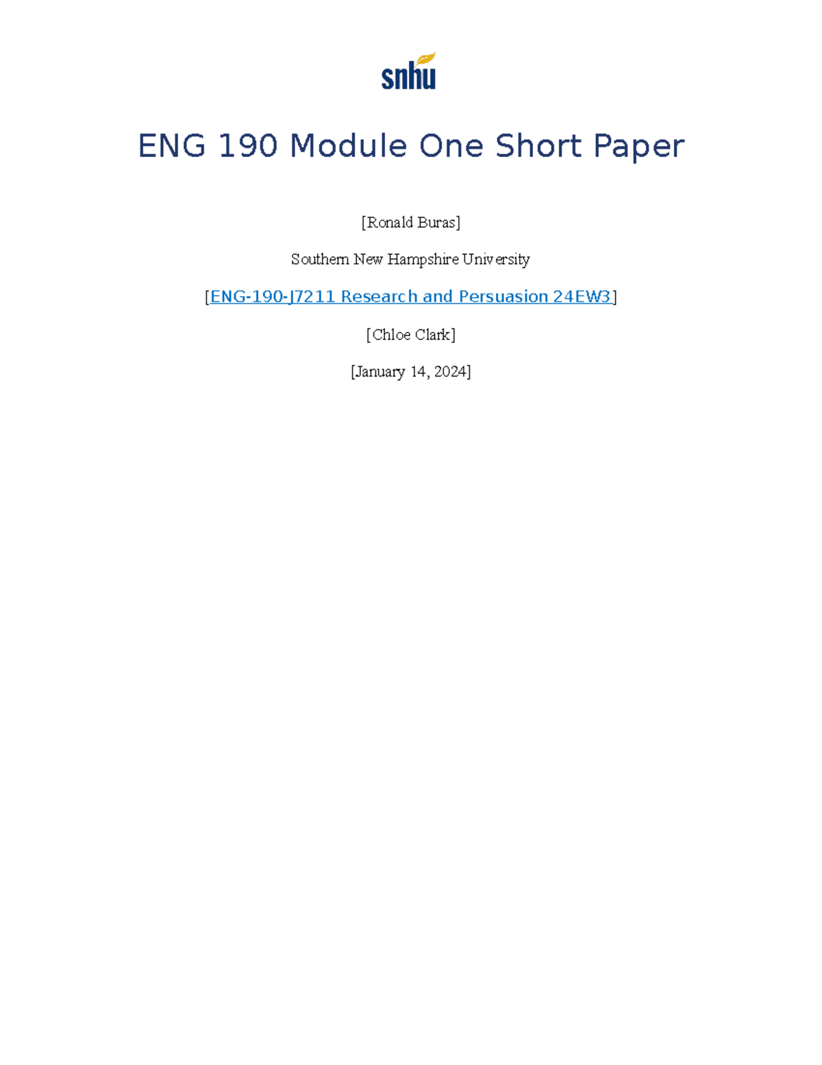 Ronald APA draft ENG-190-J7211 Research and Persuasion 24EW3 week 1 ...