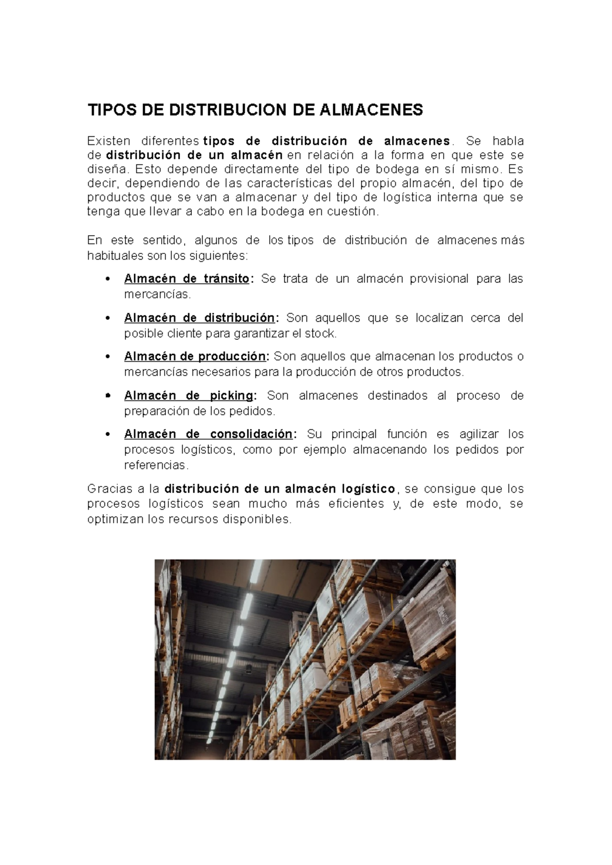 Tipos DE Distribucion DE Almacenes - TIPOS DE DISTRIBUCION DE ALMACENES ...