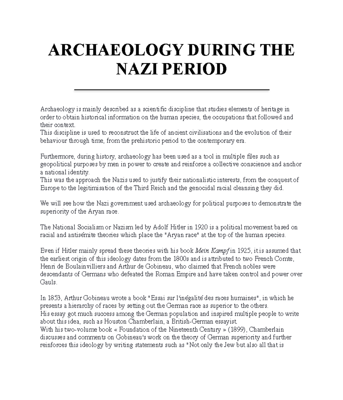 Archeology during nazi period - ARCHAEOLOGY DURING THE NAZI PERIOD ...