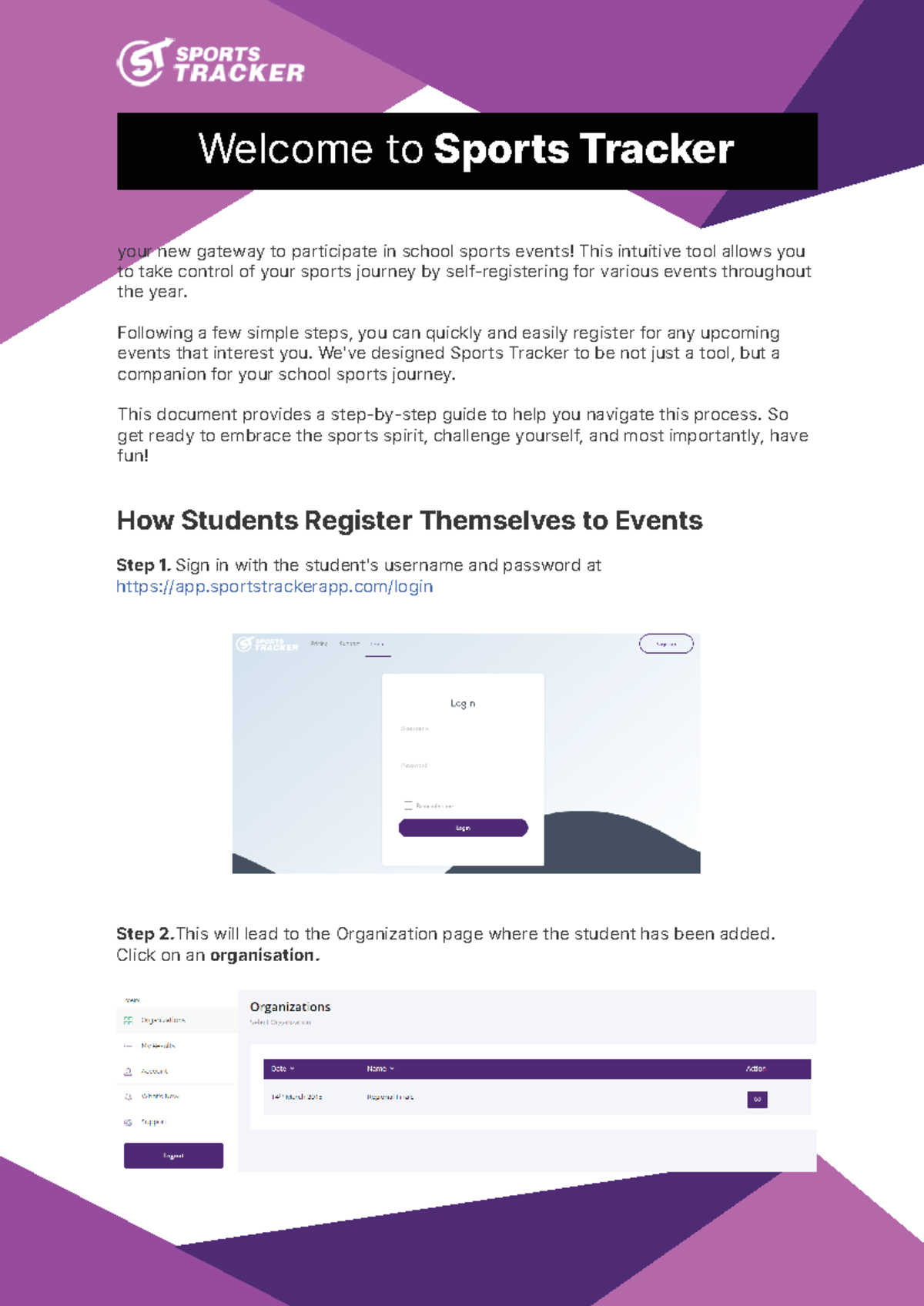 St-login-brochure - mmknknknkn - your new gateway to participate in school sports events! This ...