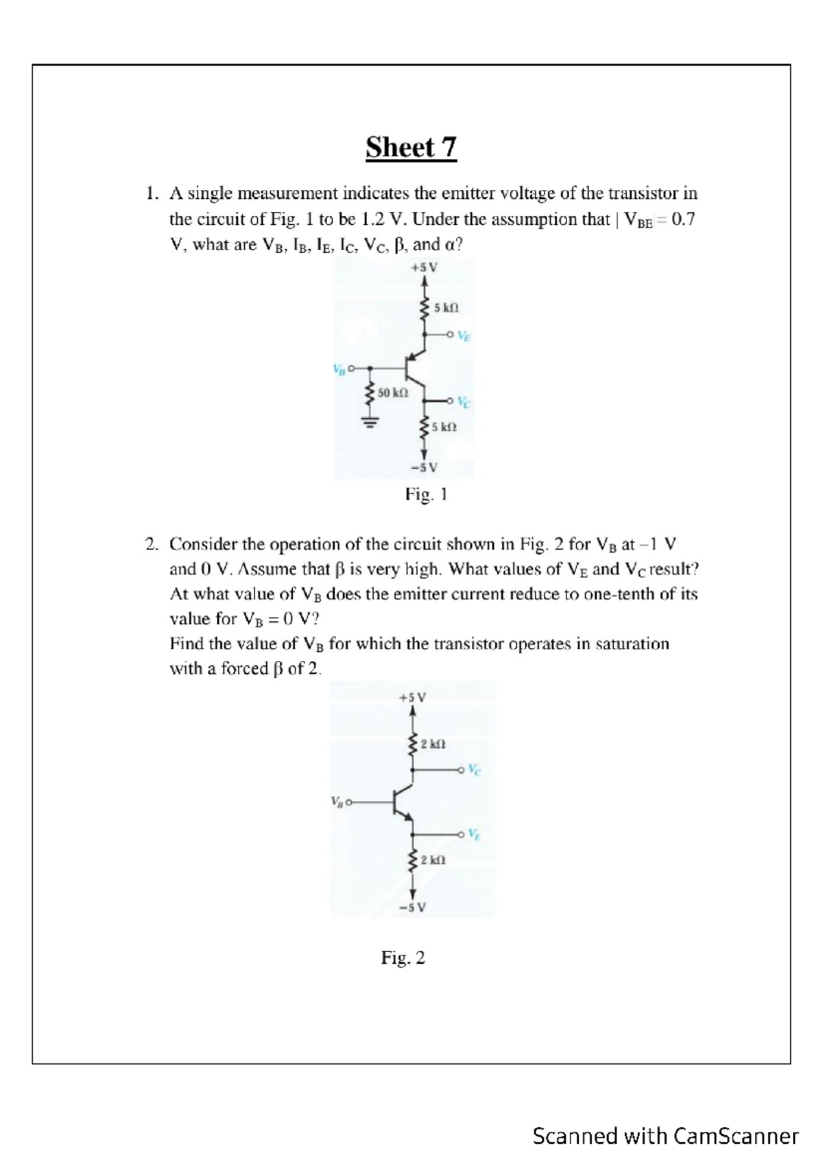 Electronic - Sheet ( 7 ) - دوائر إلكترونية (1) - Studocu