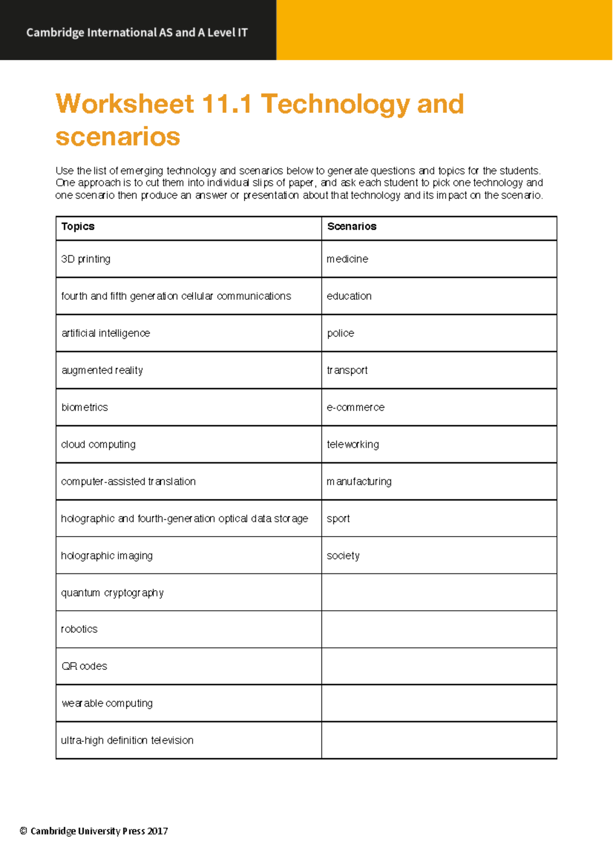 Worksheet 11 - research - © Cambridge University Press 201 7 Worksheet ...