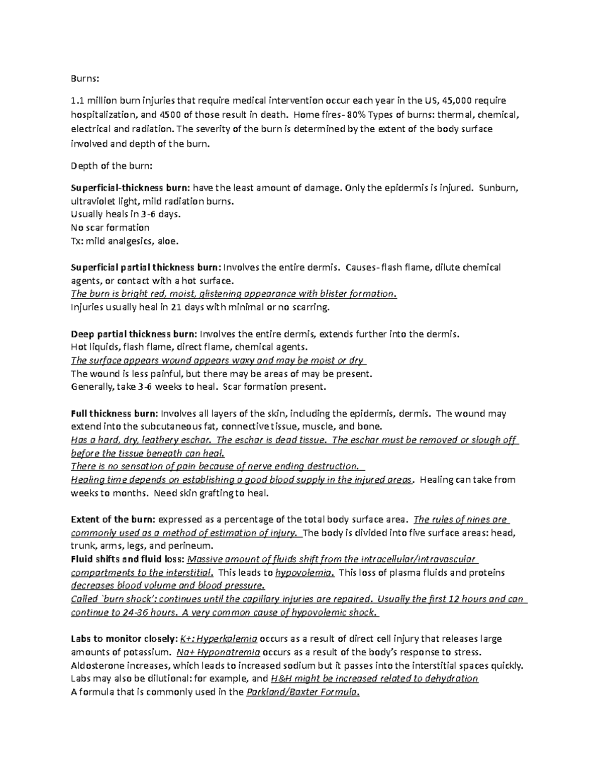 Burn+notes - Burn notes for nursing. Assessment, treatment, evaluation ...