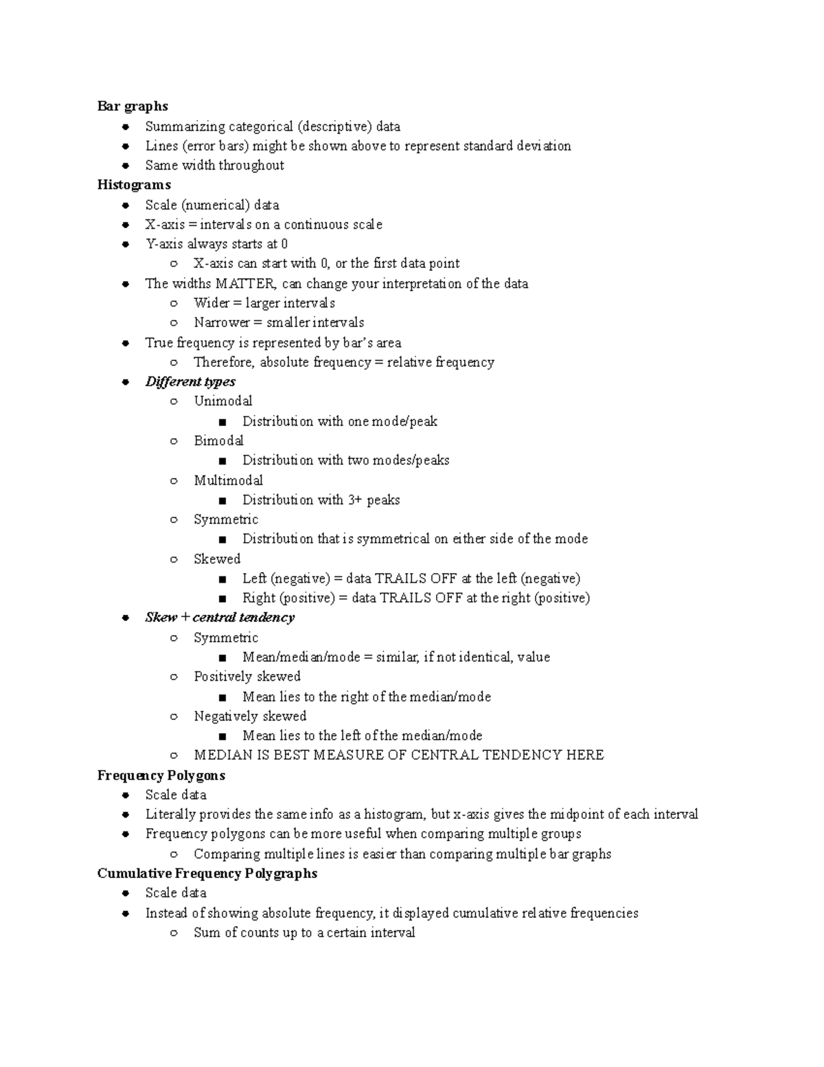 Module 2 Notes - Bar graphs Summarizing categorical (descriptive) data ...