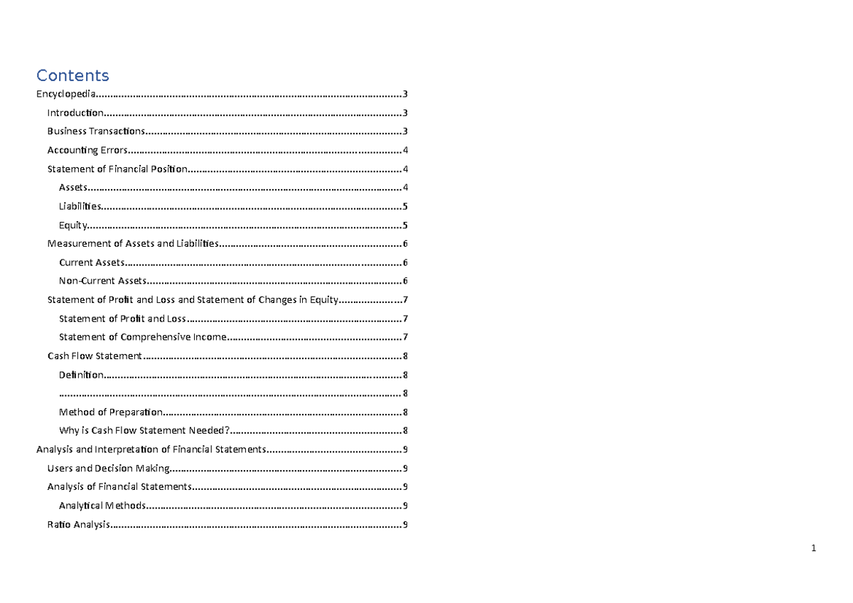 Notes - Contents - Studocu