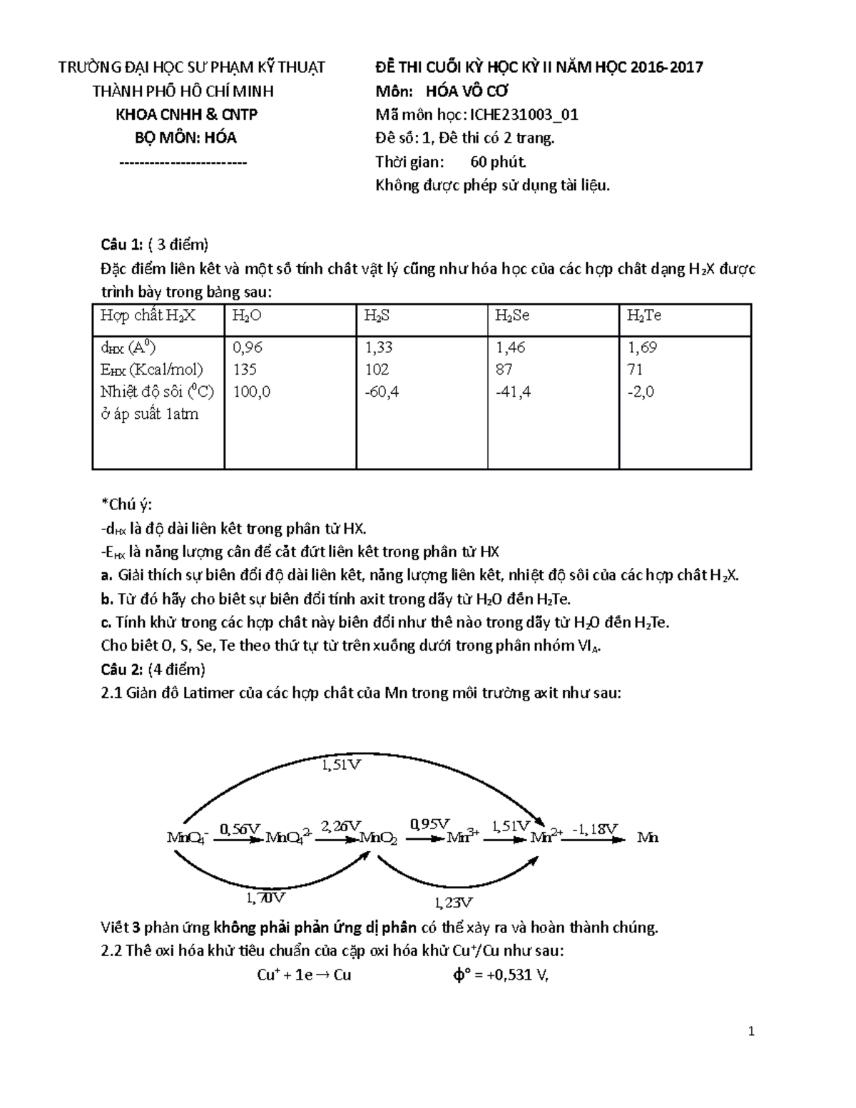 De-VC-1 - Good luck - TR NG Đ I H C S PH M KỸỸ THU TƯỜ Ạ Ọ Ư Ạ Ậ THÀNH ...