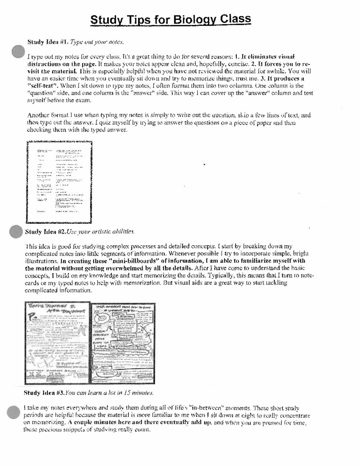 Study Tips for Biology Class - Studocu
