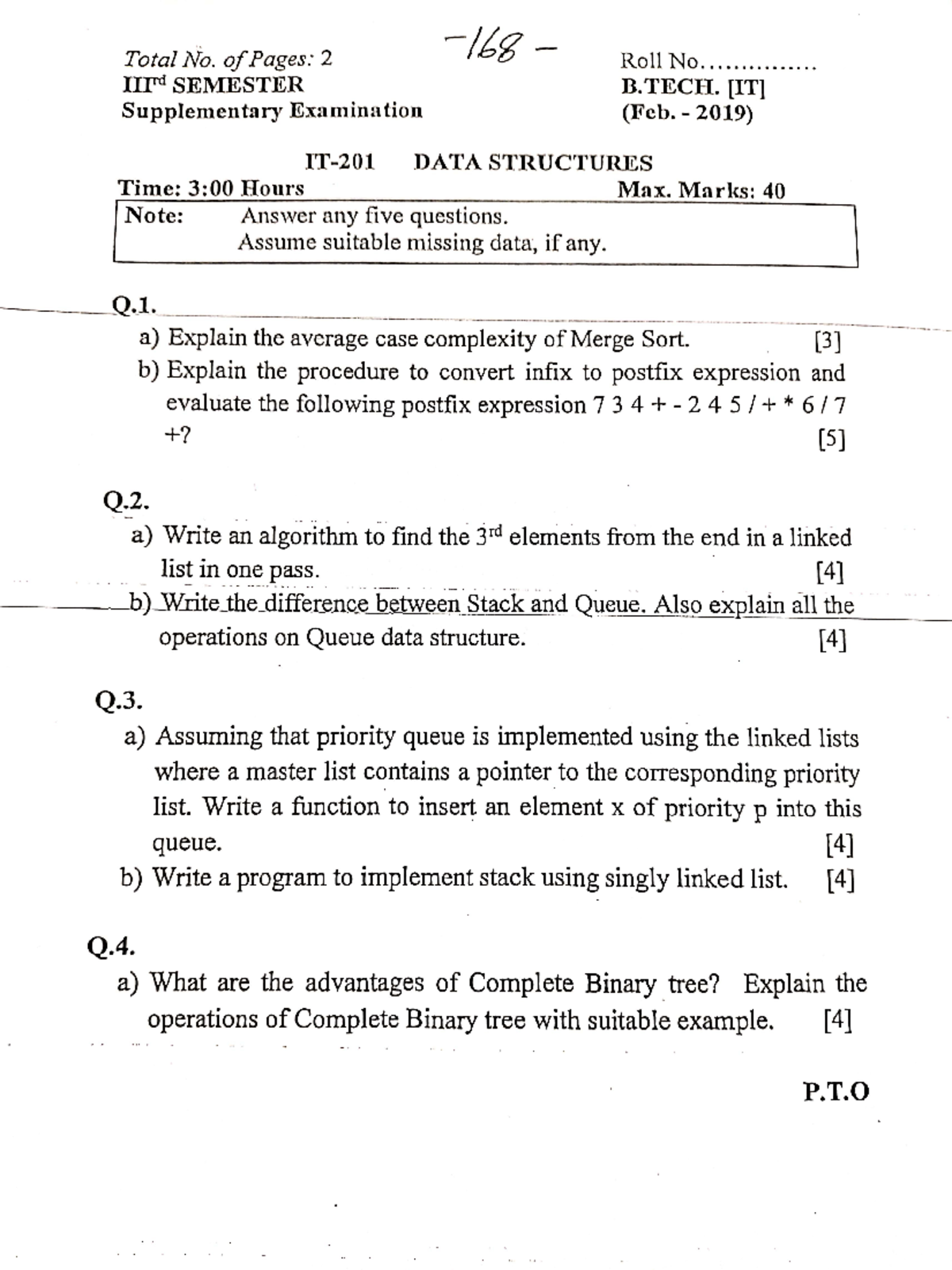 IT SUPP 2019 (DS) - Question on DSA - Data Structures 2 - Studocu