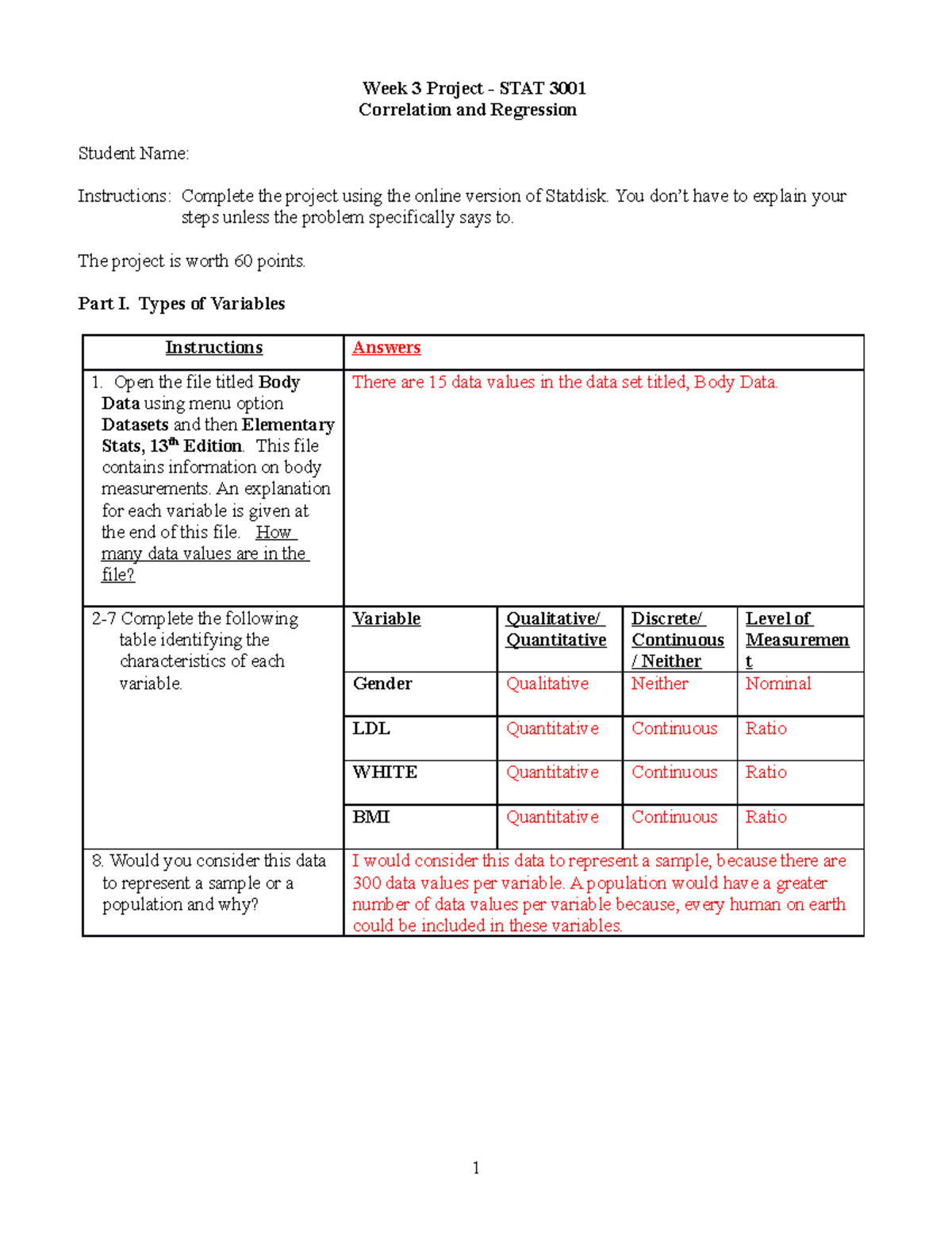 WK3Proj - Project Week 3 - Week 3 Project - STAT 3001 Correlation and ...