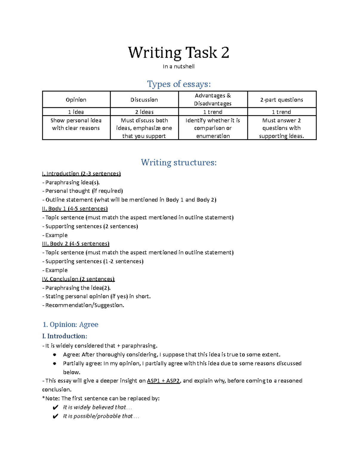 Writing Task 2 - Template - Writing Task 2 In a nutshell Types of ...