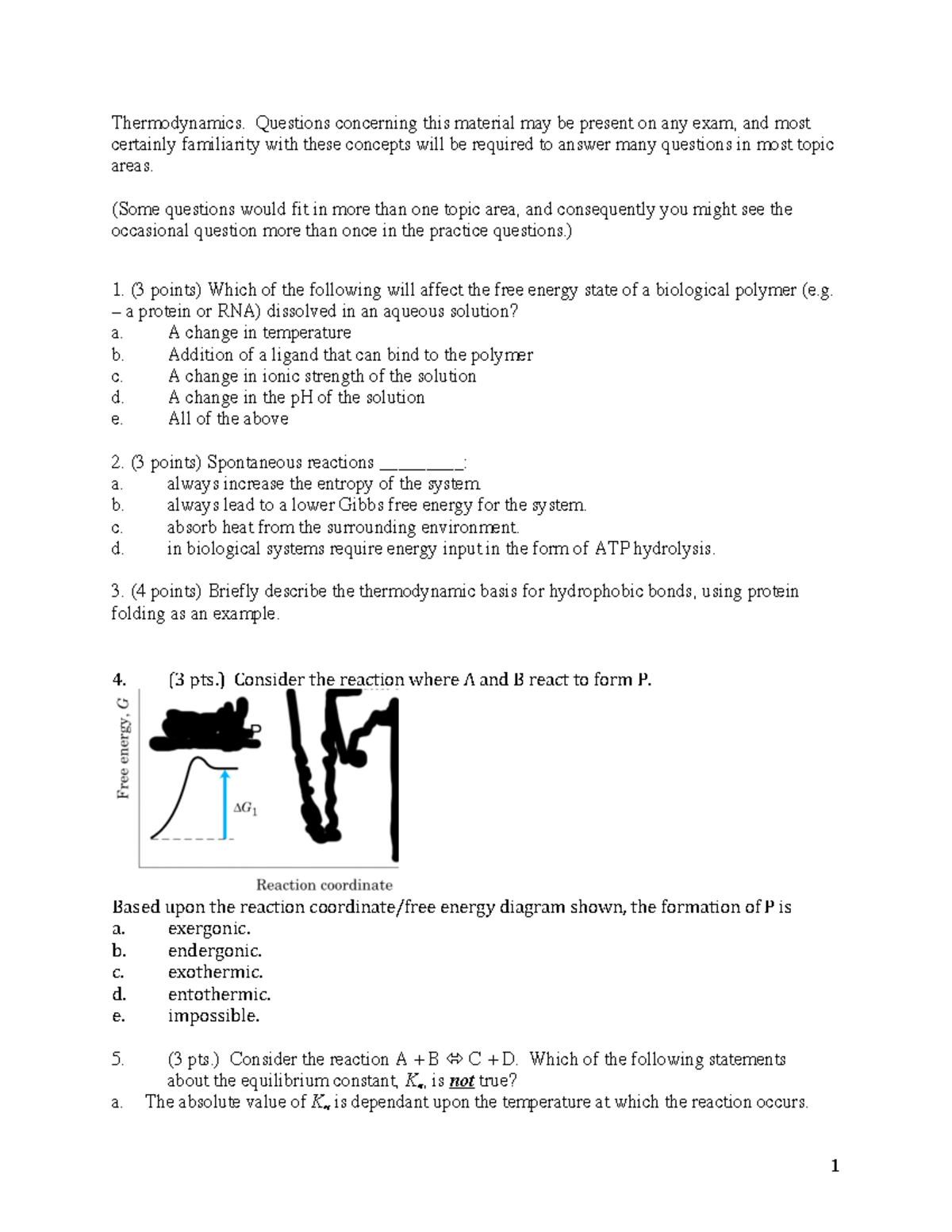 1. Practice Problems (Thermo) - Thermodynamics. Questions concerning ...