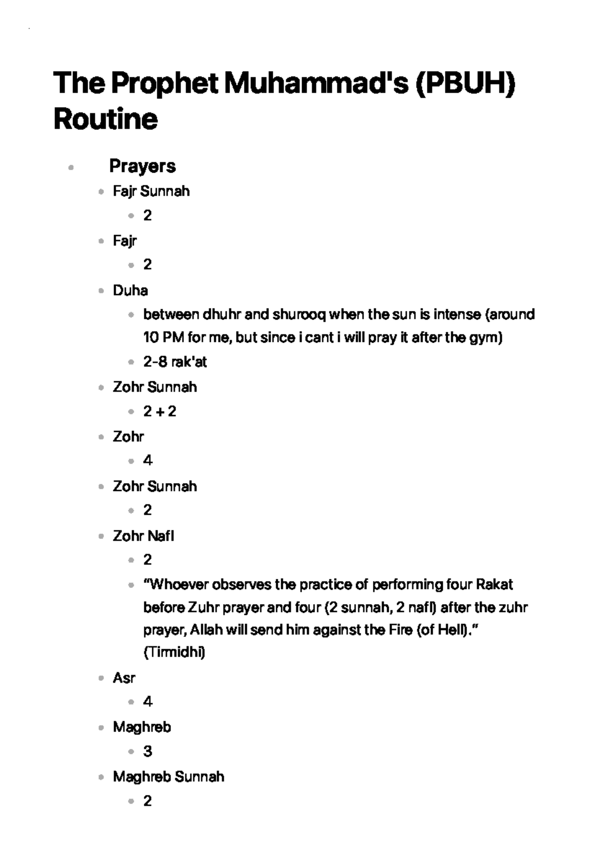 The Prophet Muhammad's (PBUH) Routine - The Prophet Muhammad's (PBUH ...