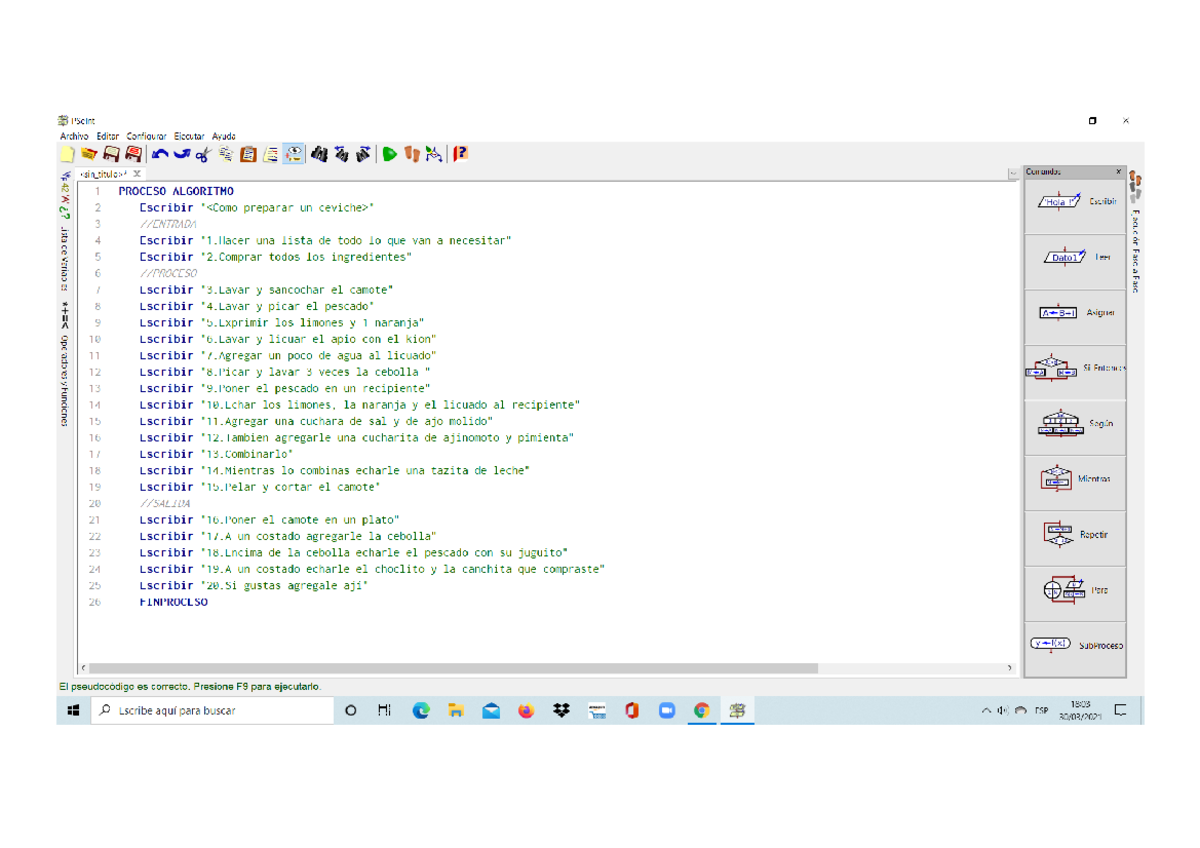 Algoritmo en PSe Int ciclo1-2020 Ejercicios desarrollados - Principios ...