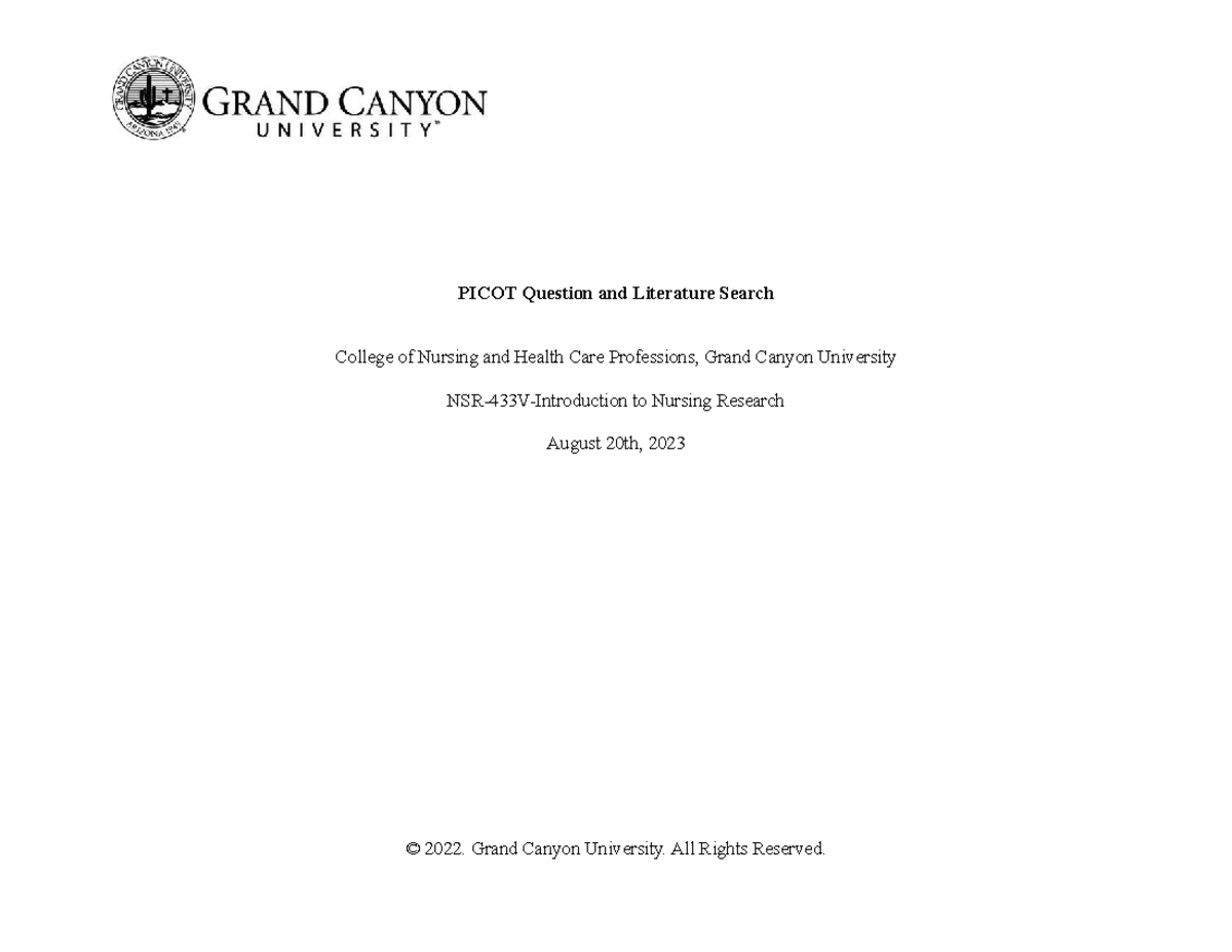 Introduction to nursing research - PICOT Question and Literature Search ...
