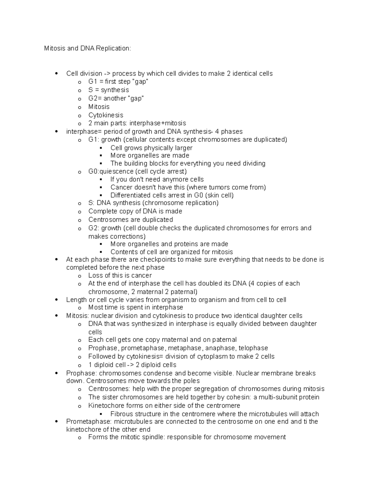 BSC219 lecture notes - Mitosis and DNA Replication: Cell division ...