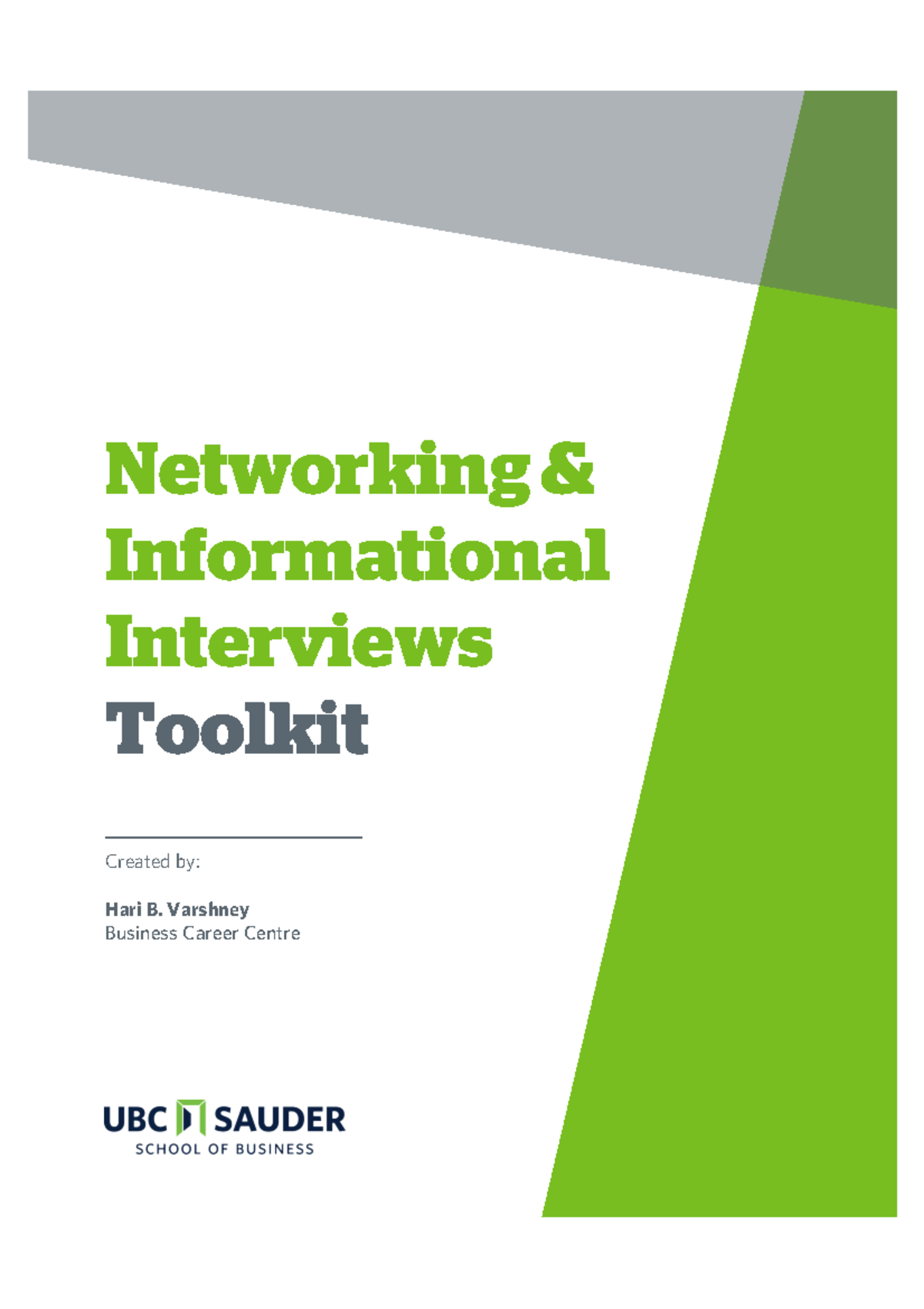 Networking toolkit - Career Mindset Toolkit 1 of 22 Networking & Informational Interviews - Studocu