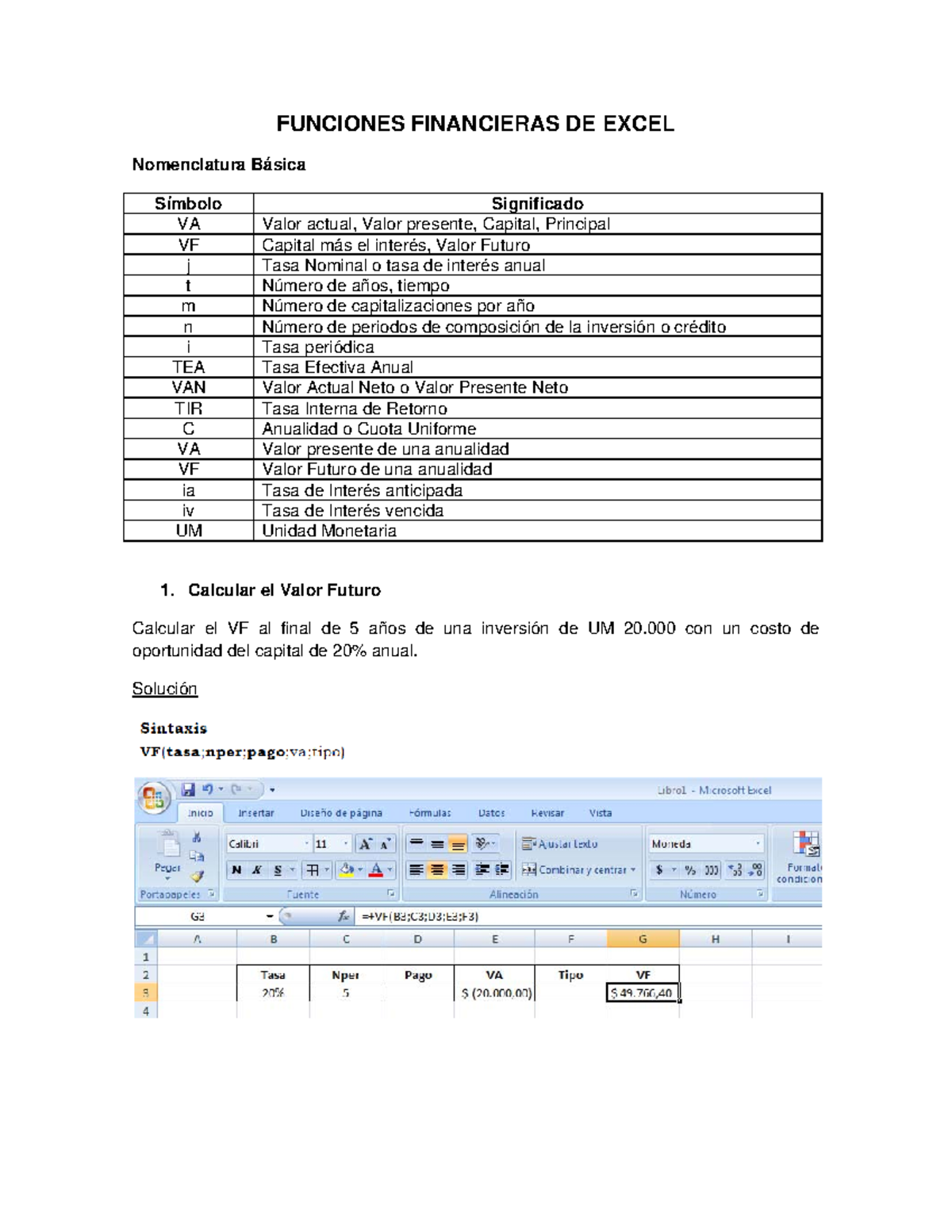 Funciones Financieras De Excel - FUNCIONES FINANCIERAS DE EXCEL ...