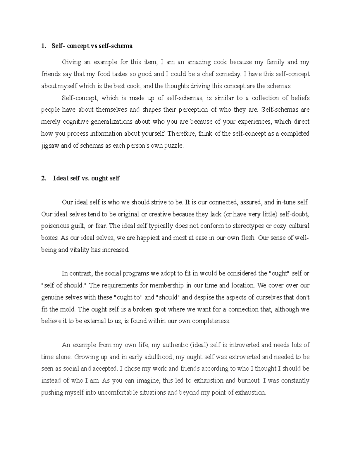 Script per slide - 1. Self- concept vs self-schema Giving an example ...