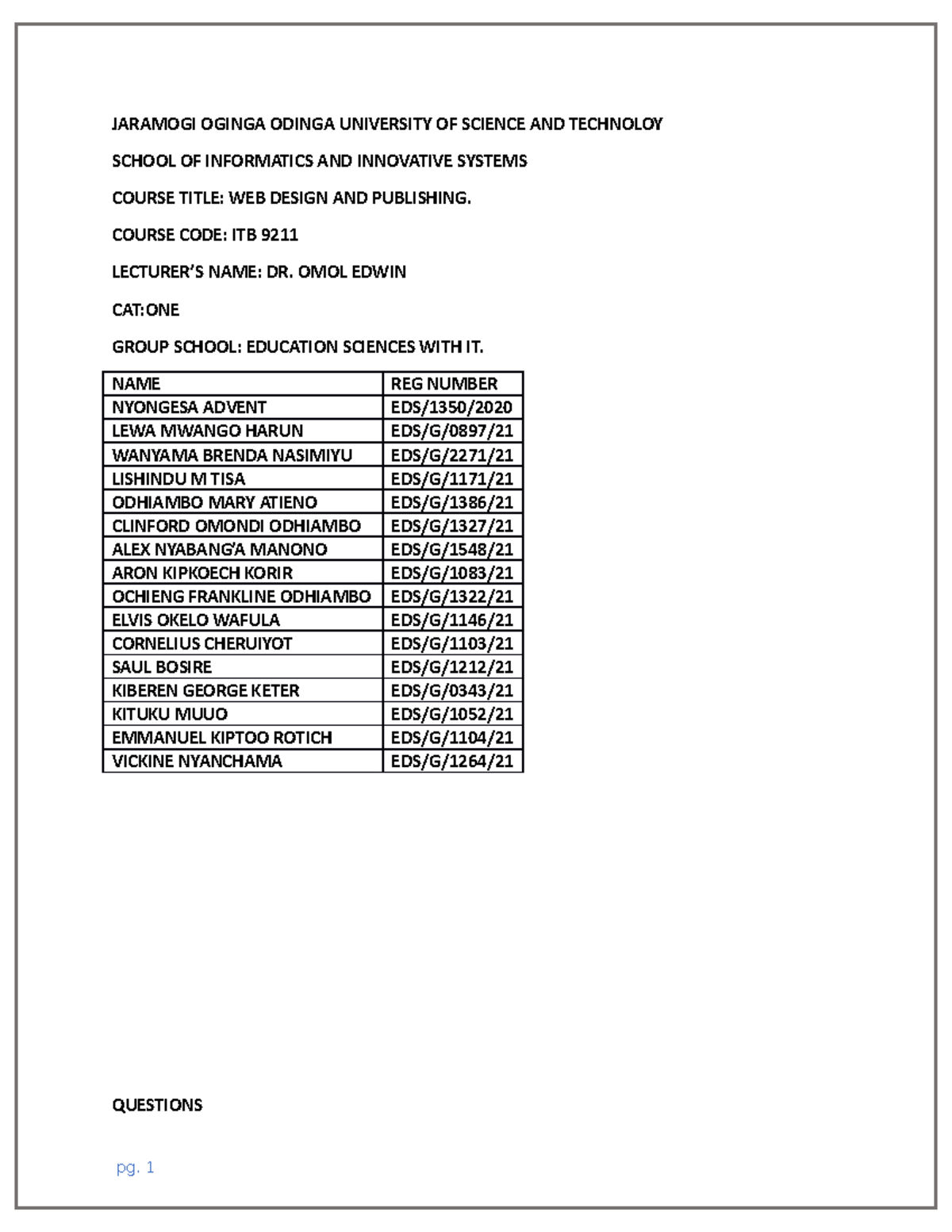 Itb work - it is very simple to understand - JARAMOGI OGINGA ODINGA ...