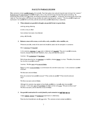 Parallelism Handout with Exercises - Parallel Structure What is ...