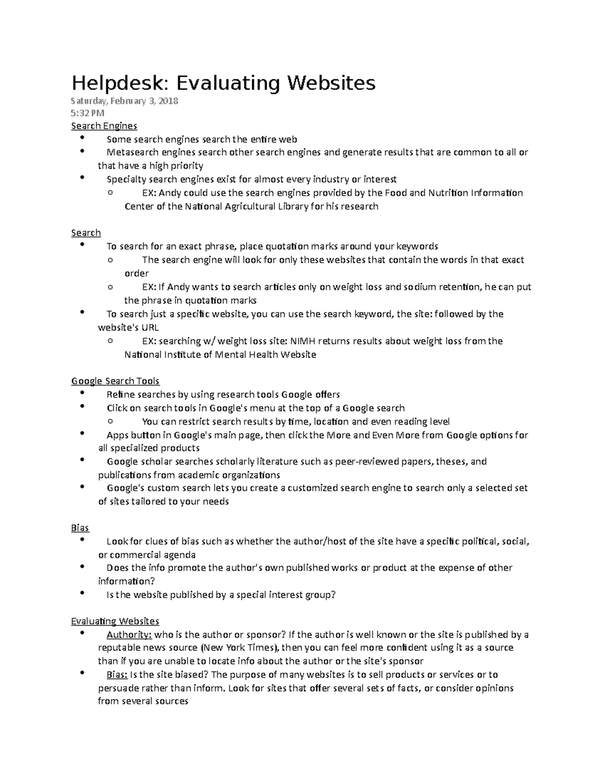 Helpdesk Evaluating Websites - Helpdesk: Evaluating Websites Saturday ...