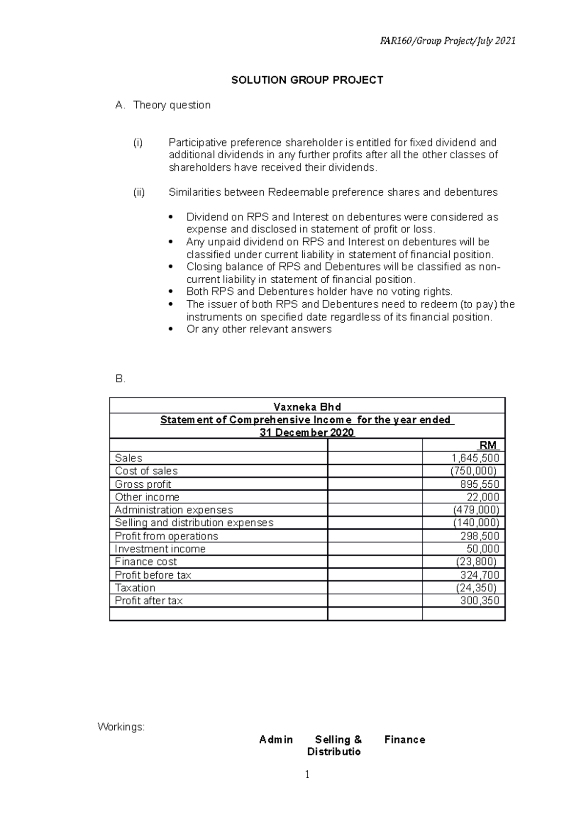 SS Group Project JULY 2021 Stud - SOLUTION GROUP PROJECT A. Theory ...