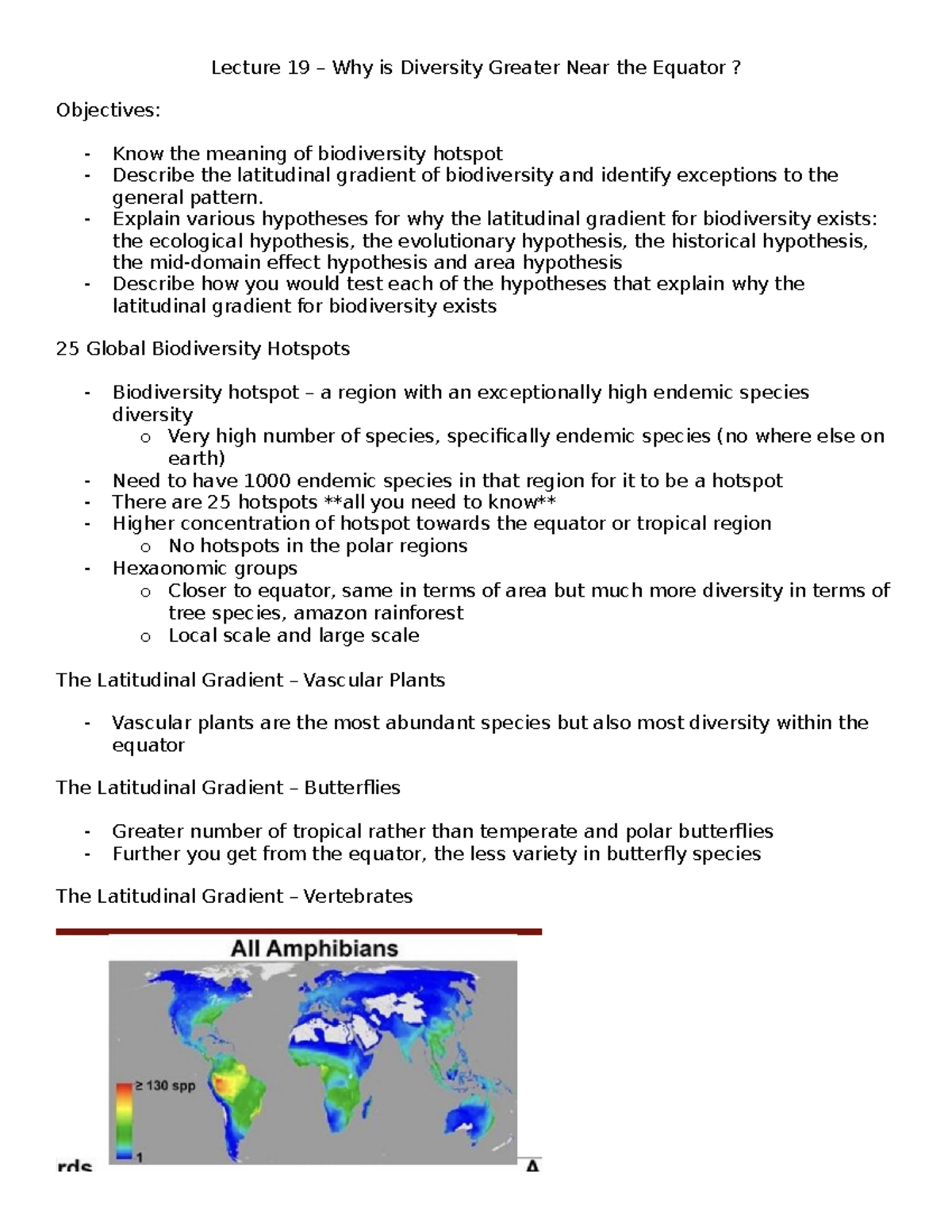 Lecture 19 - Why is Diversity Greater Near the Equator - Lecture 19 – Why is Diversity Greater ...