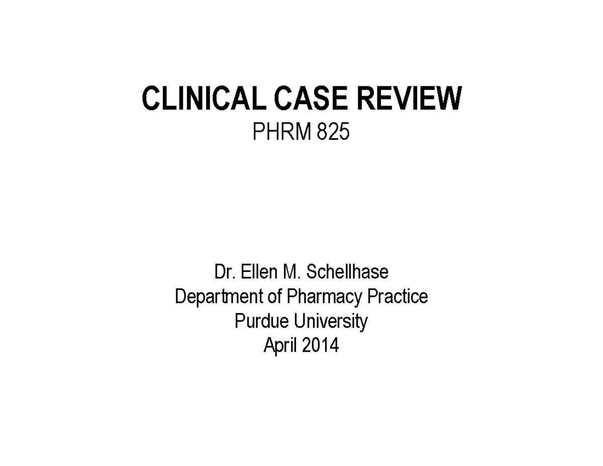 Clinical CASE Review PHRM 825 RA OA 2014 - CLINICAL CASE REVIEW PHRM ...