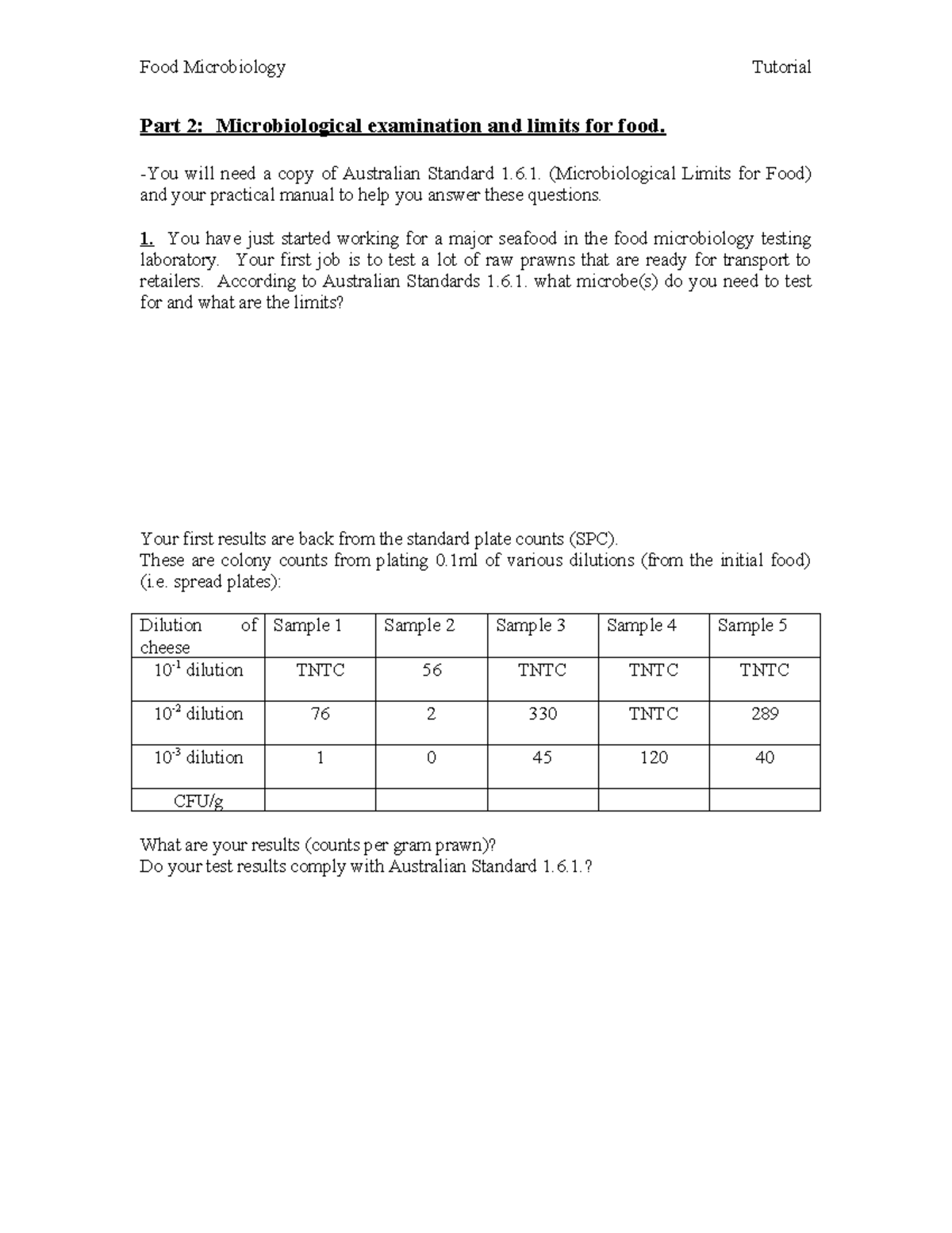 Part 2- Microbiological examination and limits for food tutorial - Food ...
