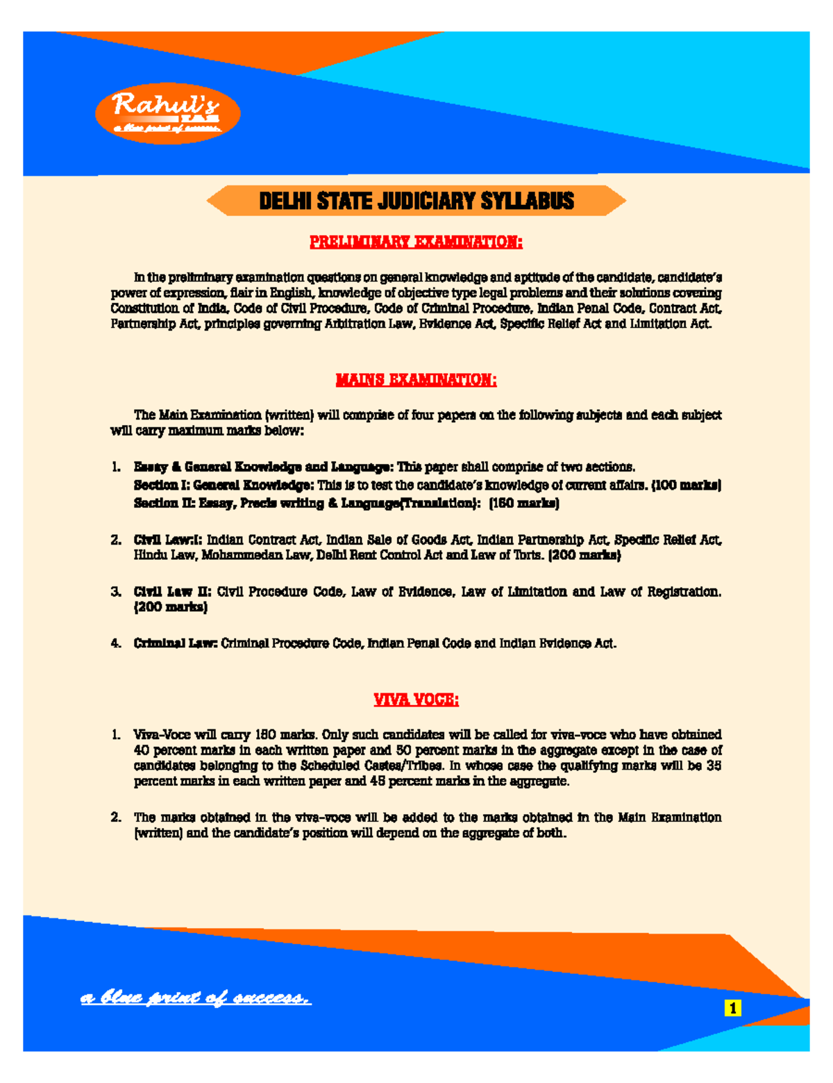 Delhi judiciary examination syllabus - LLB 3 year - Studocu