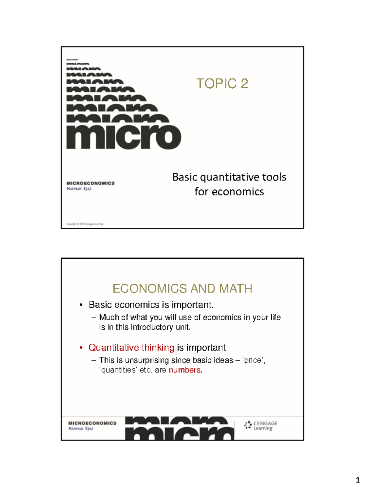 Topic 2 - lecture notes - TOPIC 2 Basic quantitative tools for ...