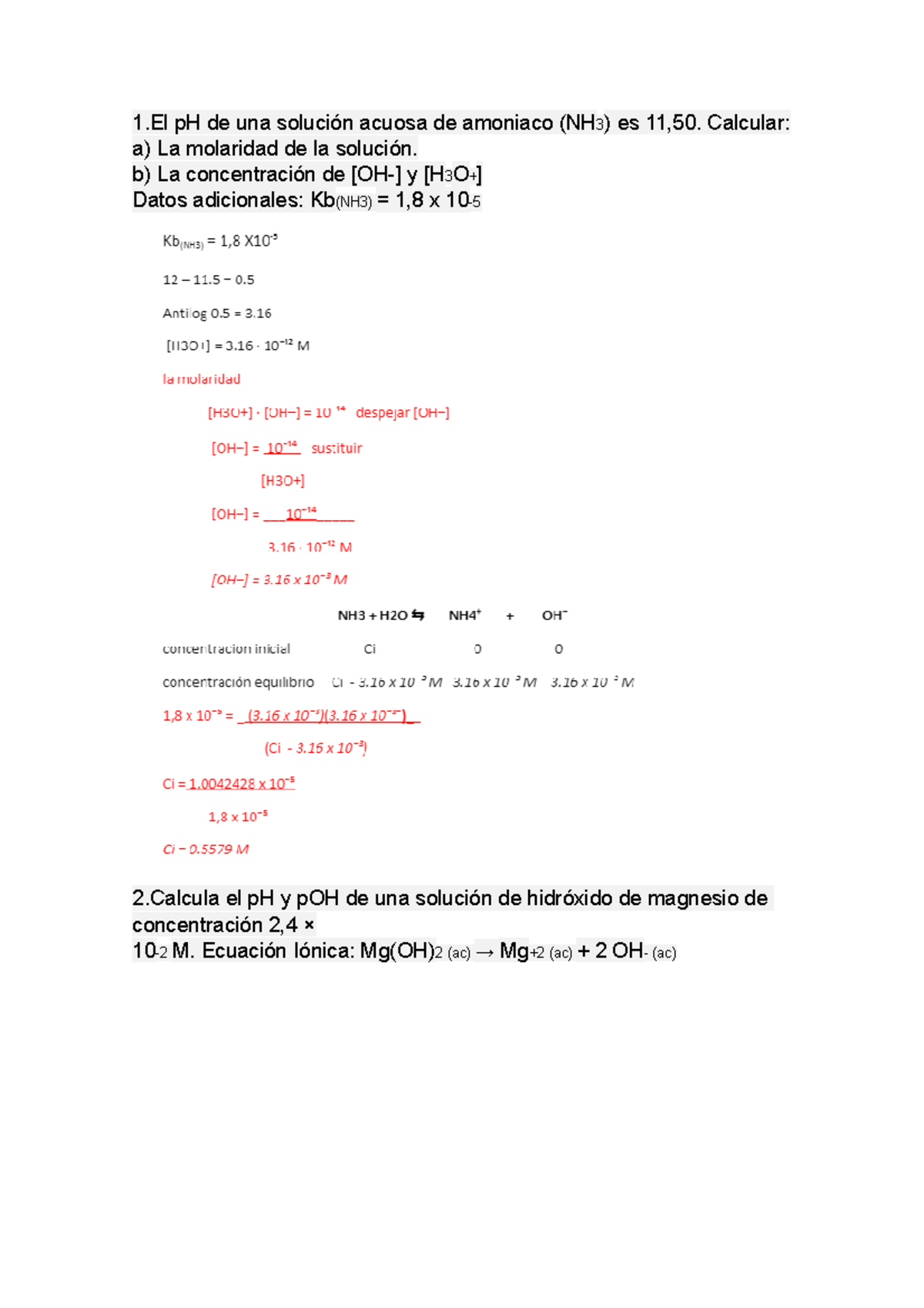S07.s1 - Micro taller 04 - quimica inorganica - 1 pH de una solución acuosa de amoniaco (NH 3 ...