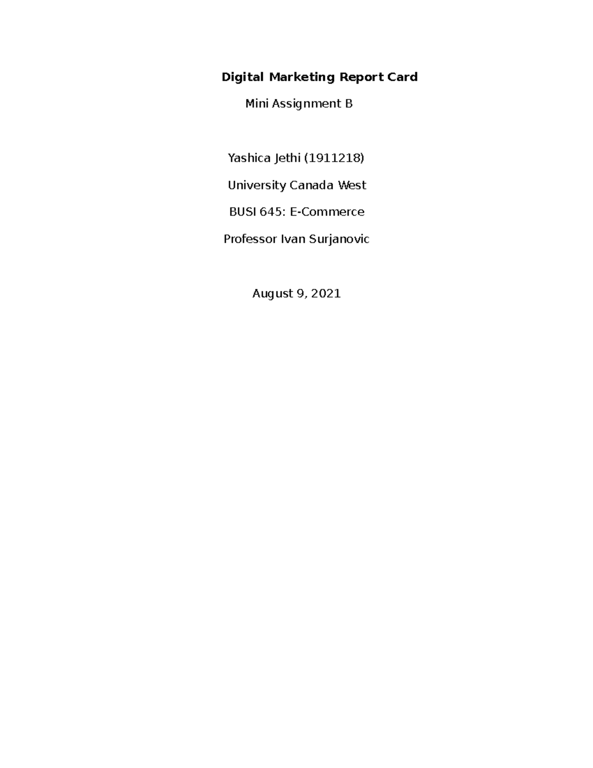 Digital marketing report ard - Digital Marketing Report Card Mini ...