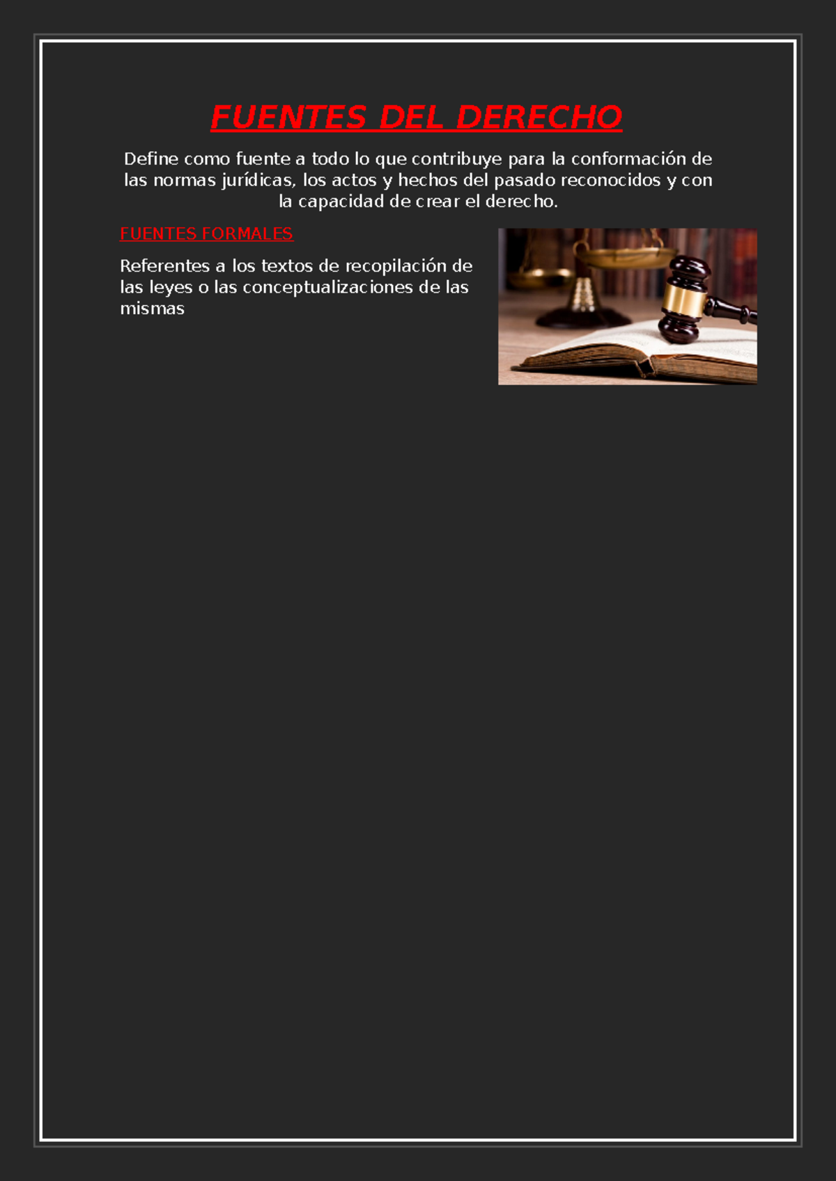 Fuentes DEL Derecho - Derecho de personas - FUENTES DEL DERECHO Define ...