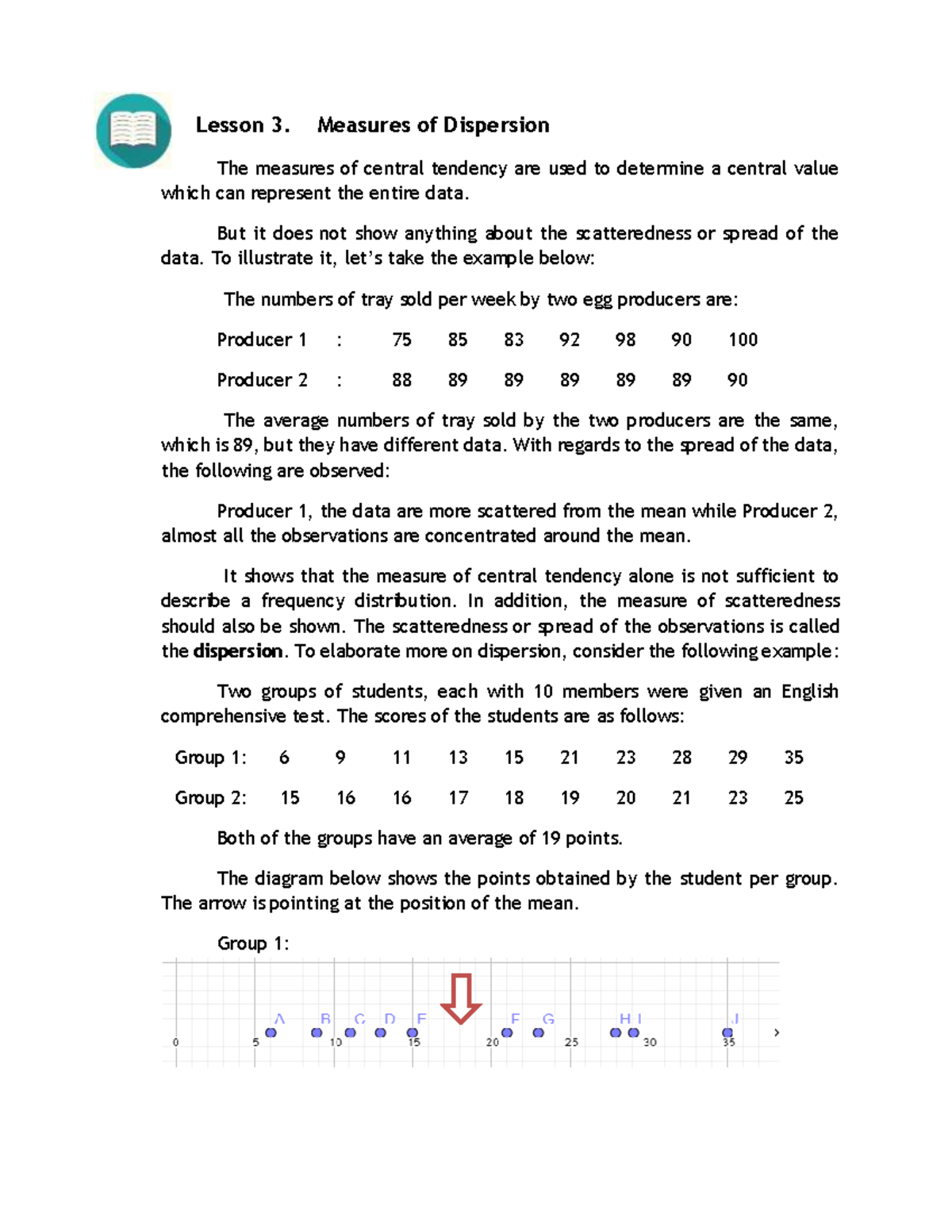 Lesson-3 module 3 - Lesson 3. Measures of Dispersion The measures of ...