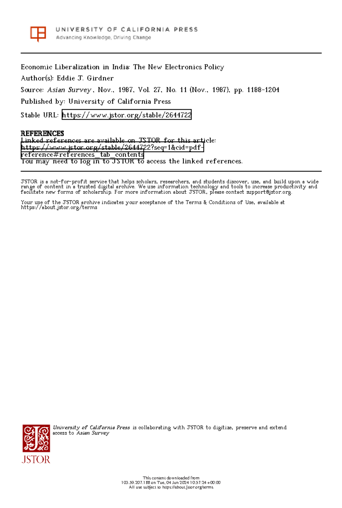 Girdner-Economic Liberalization India-1987 - Economic Liberalization in ...