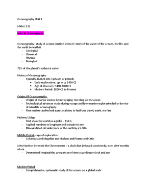 UNIT 2 Oceanography - Lecture notes 1-15 - UNIT 2 Oceanography Air/Sea ...