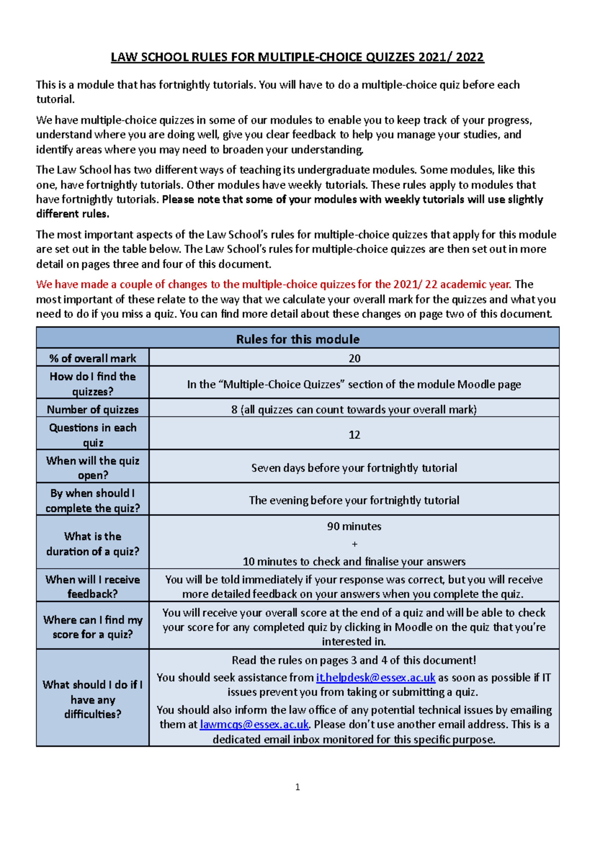 MCQs rules (model 2 modules 30 credits) - LAW SCHOOL RULES FOR MULTIPLE ...