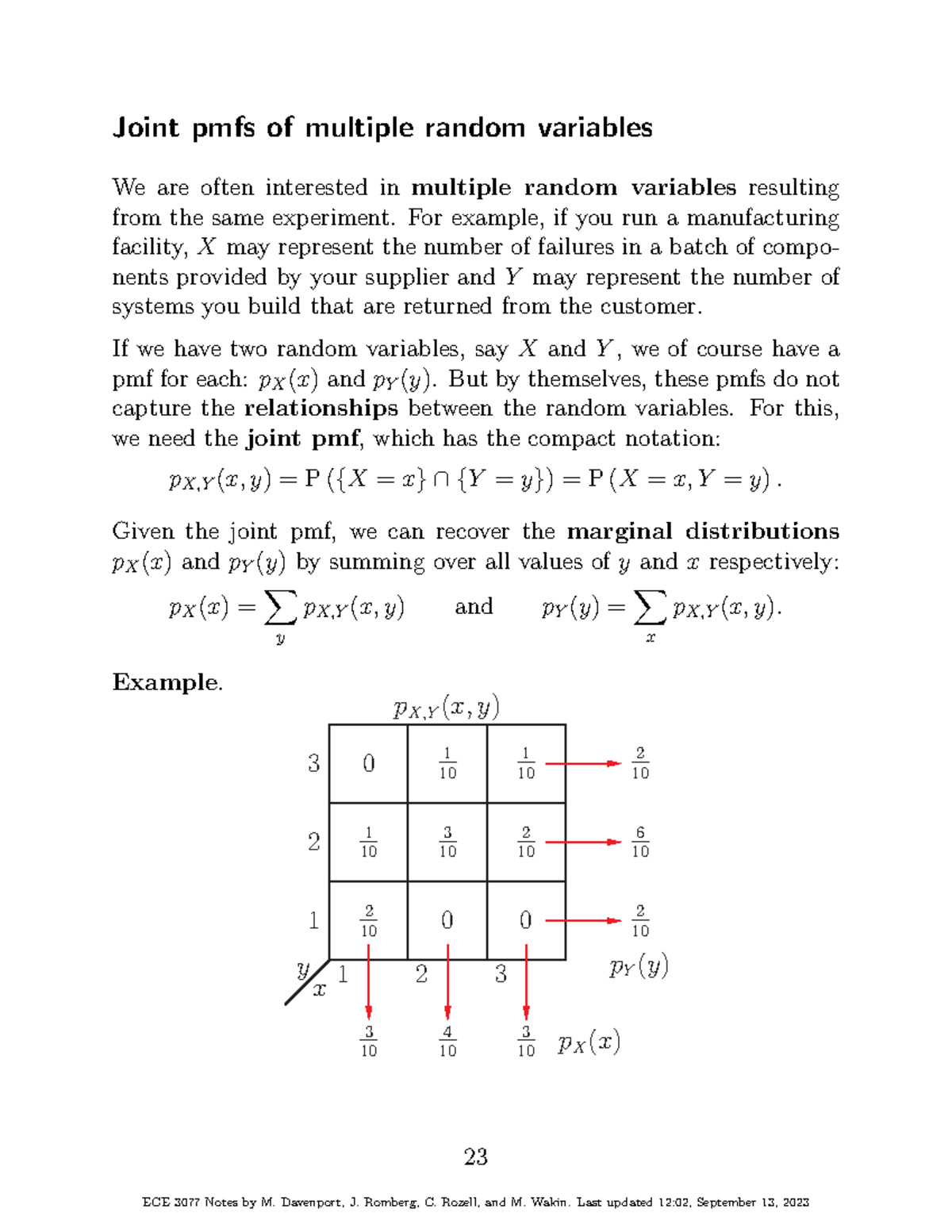 05 Multiple RVs-1 - nklnn - Joint pmfs of multiple random variables We ...