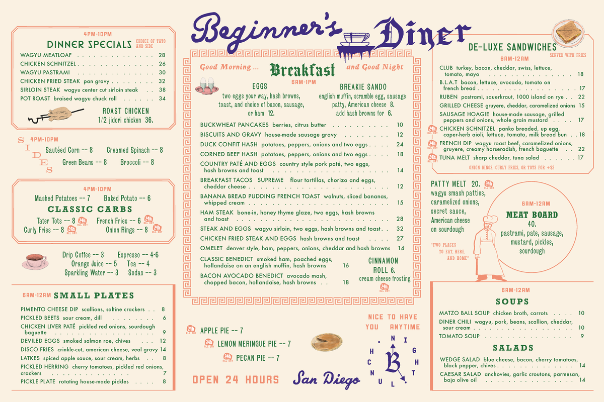 Diner Regular Menu - OP E N 24 HOUR S all day n i c e T O H A V E Y O U ...