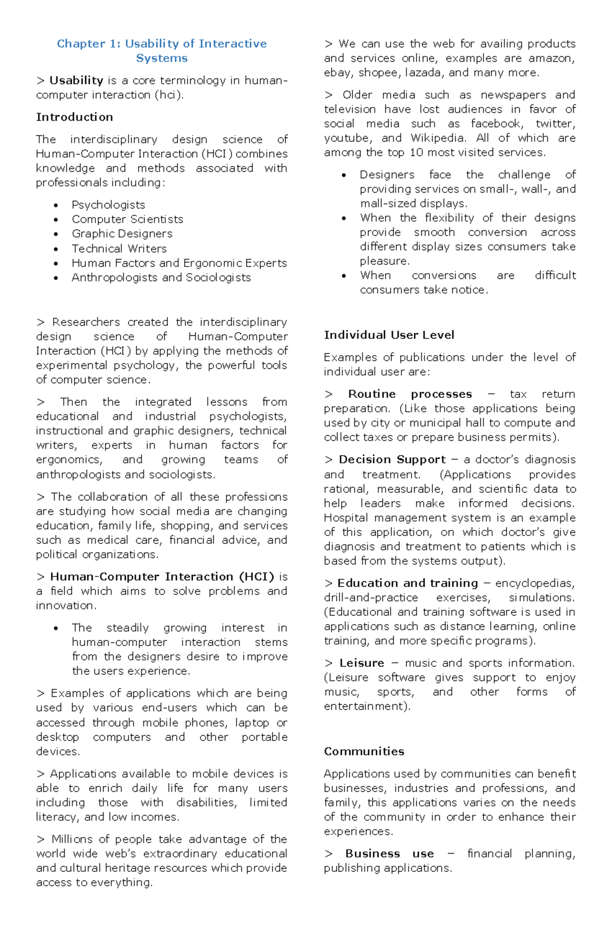 Usability Of Interactive Systems Chapter 1 Usability Of Interactive Systems Usability Is A