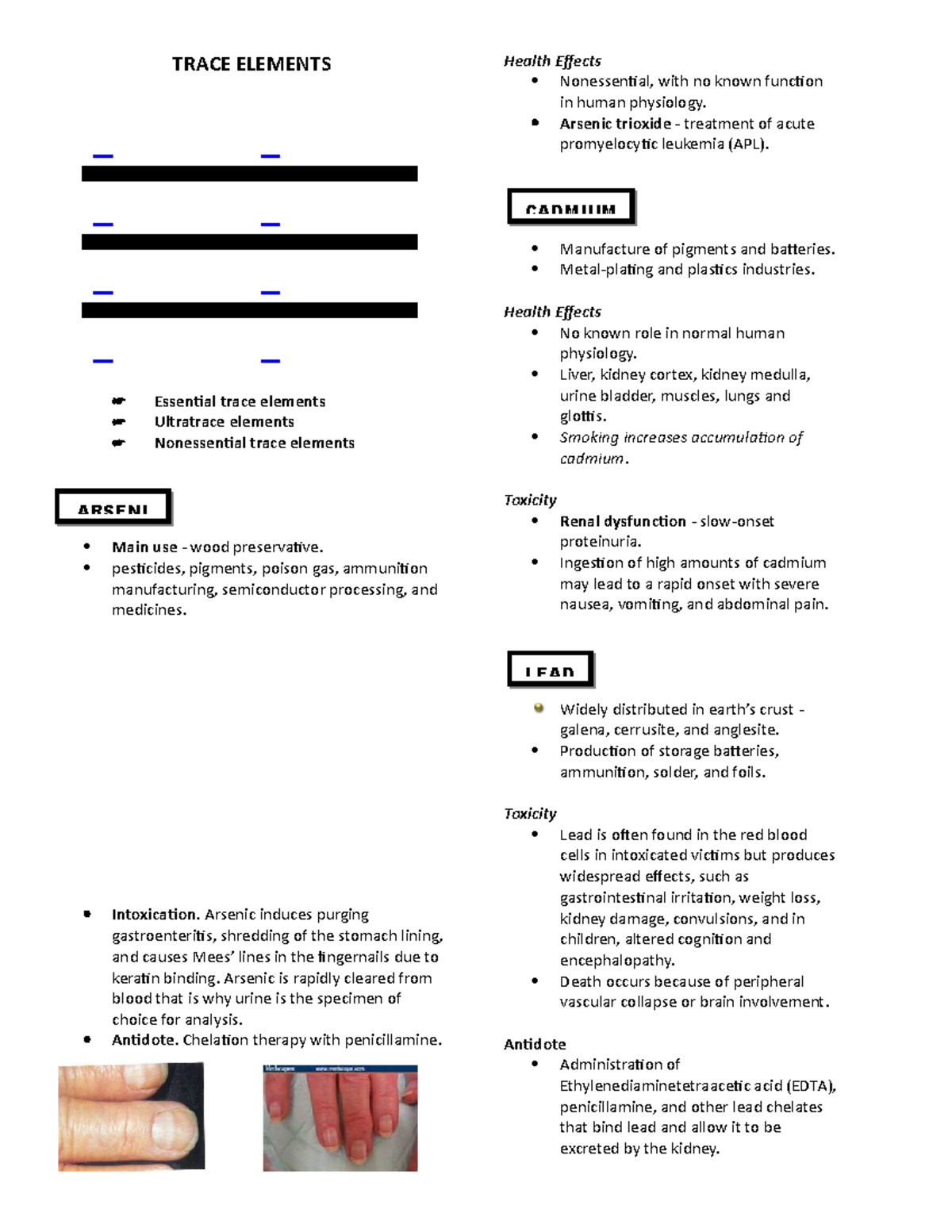 4 Trace Elements - Notes extracted from Ma'am Camille Mendoza, RMT ...