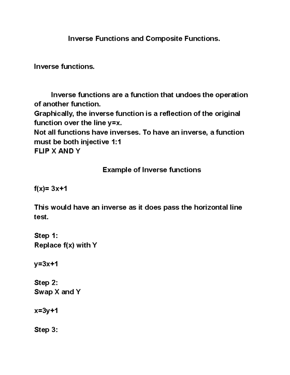 Untitled document - Google Docs - Inverse Functions and Composite ...