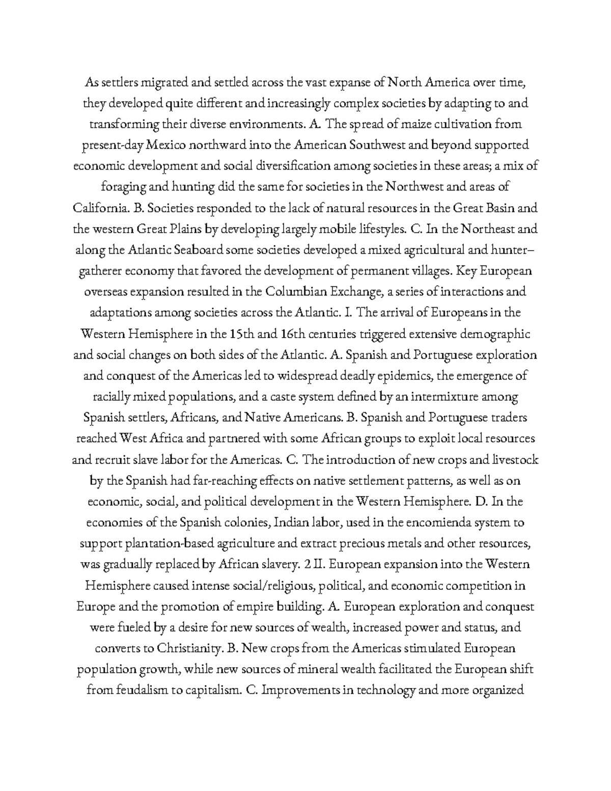 Unit 1 Review - APUSH Unit 1 - As settlers migrated and settled across ...