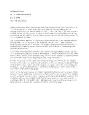 D294 Task 2 - Notes - MATH 1709 - WGU - Studocu