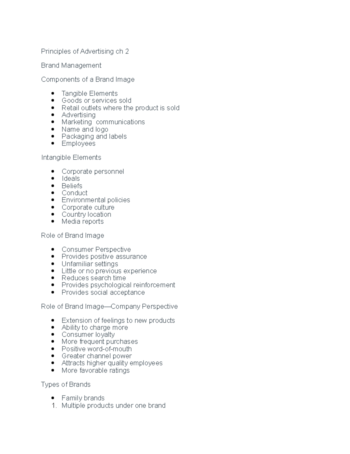 Advertising notes ch2 - Principles of Advertising ch 2 Brand Management ...