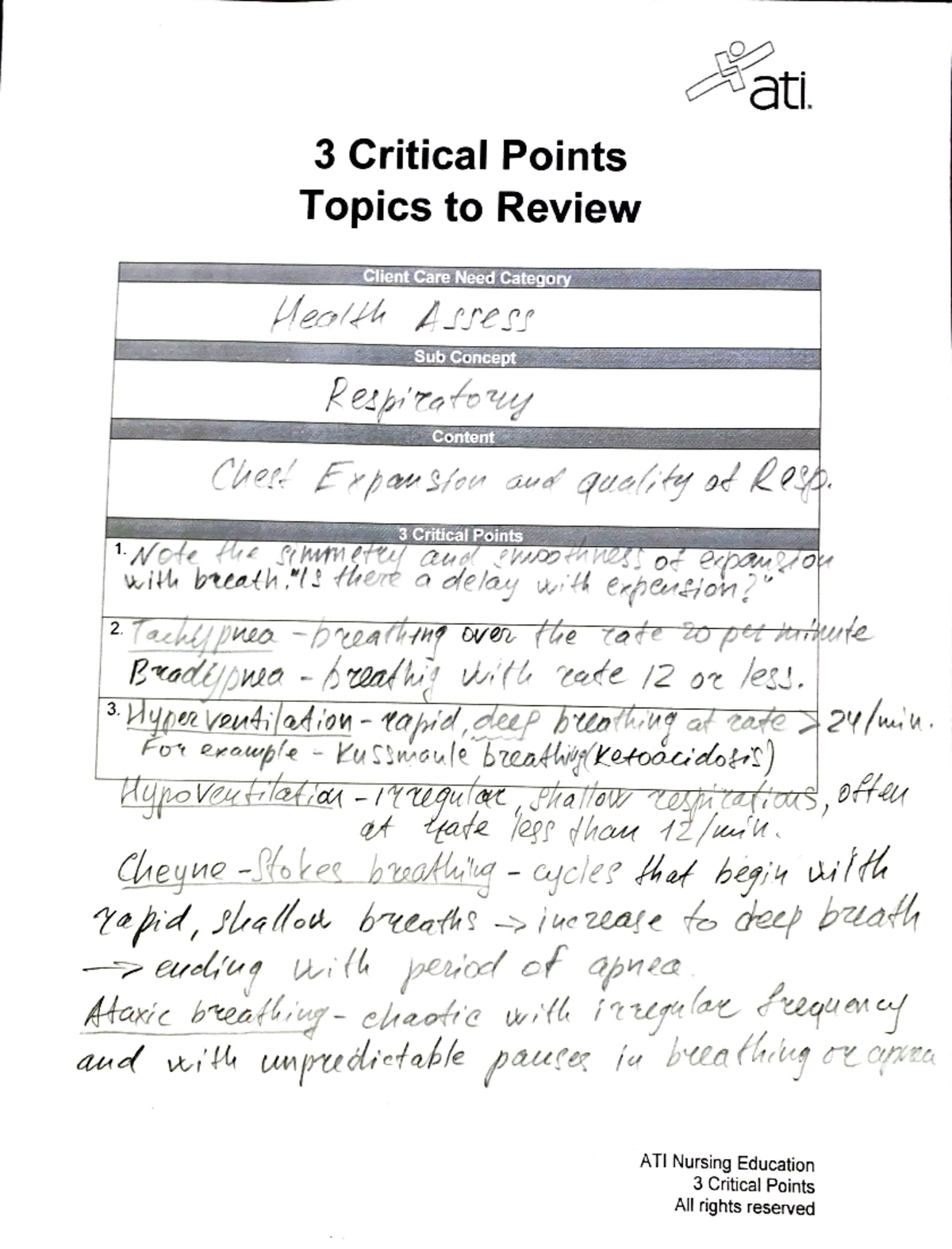 3 key points respiratory tract (assessment) - 3 Critical Points Topics ...