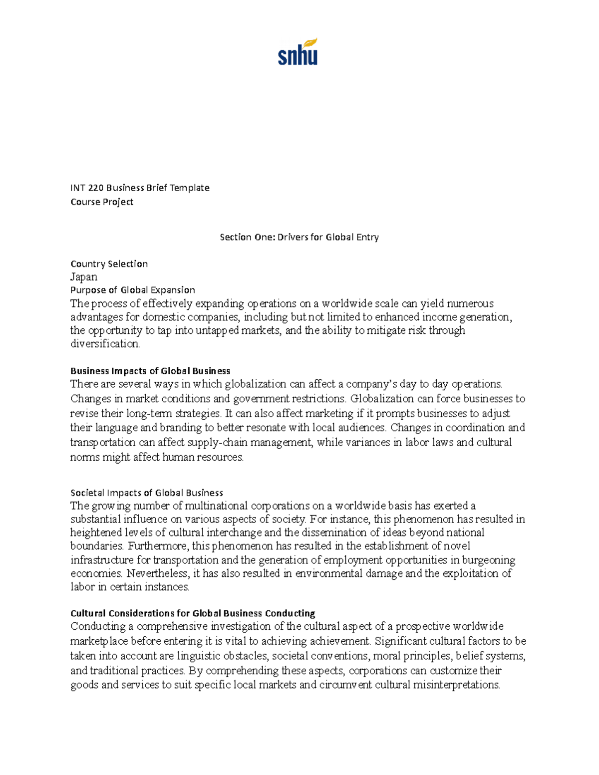 INT 220 Business Brief - sfdgsdfg - INT 220 Business Brief Template ...