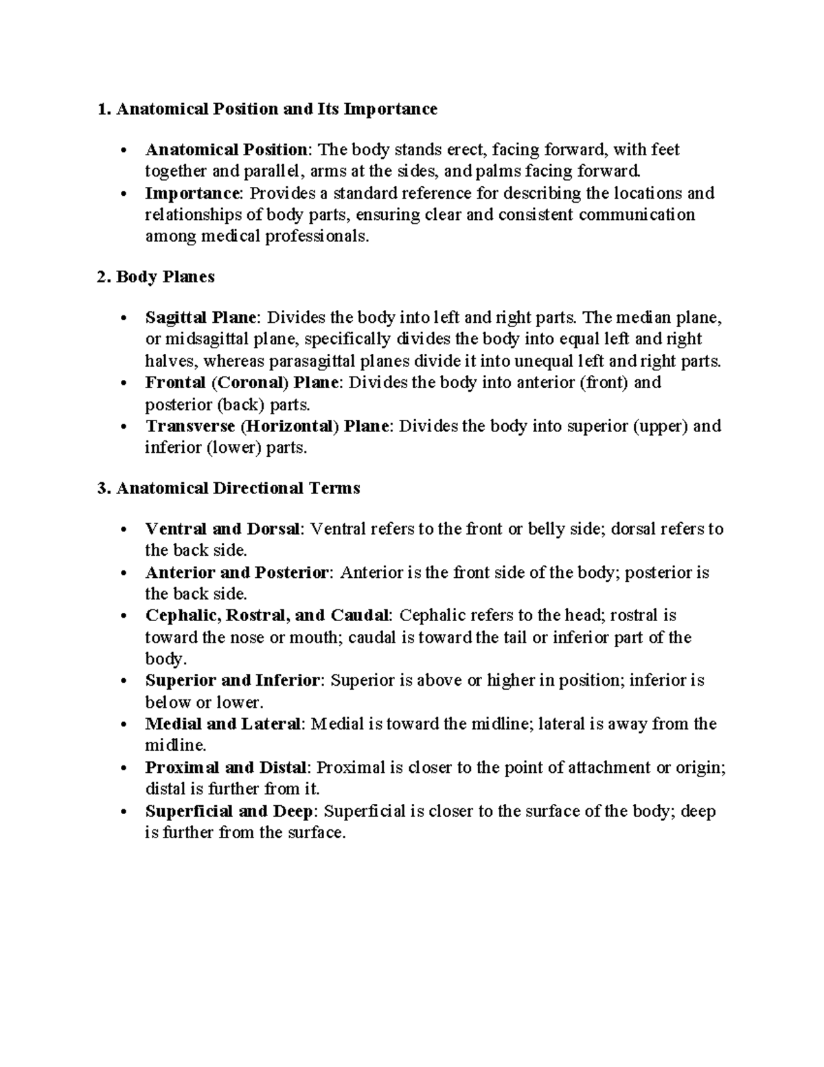 Chapter atlas(A&P) - notes - 1. Anatomical Position and Its Importance ...
