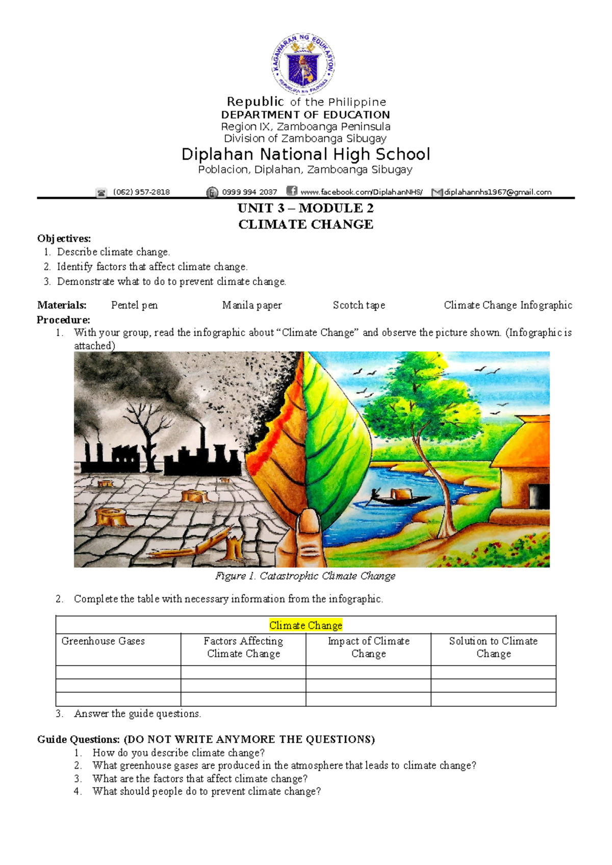 Activity Cards- Climate Change - Republic of the Philippine DEPARTMENT ...